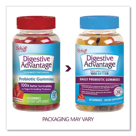 Digestive Advantage Probiotic Gummies, Strawberry, 60 Count 20525-93617 ...