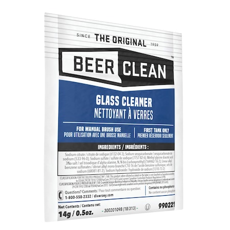 Diversey Beer Clean Glass Cleaner, Powder, .5oz Packet, PK100 990221 | Zoro