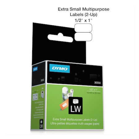 Dymo LabelWriter Multipurpose Labels, 0.5 x 1, White, 1000 Labels/Roll ...