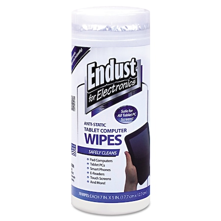 Endust Tablet and Laptop Cleaning Wipes, Unscented, 70/Tub 12596 | Zoro