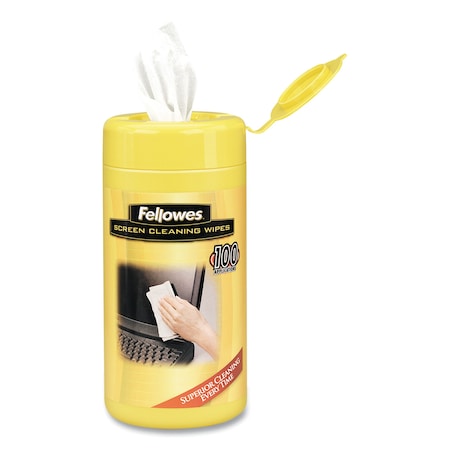 Fellowes Screen Cleaning Wet Wipes, 5.12" x 5.90", 100/Tub 99703 | Zoro