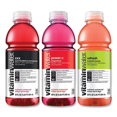 Vitaminwater Nutrient Enhanced Water Beverage, Variety Pack, 20 oz ...