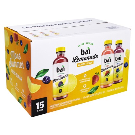 Bai Antioxidant Infusion Lemonade Variety Pack, Assorted, 18 oz Bottle ...
