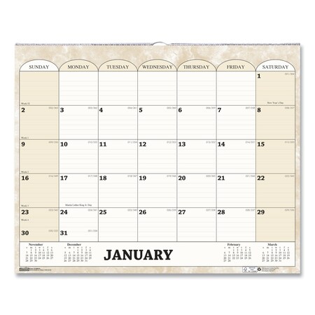 House Of Doolittle Recycled Monthly Horizontal Wall Calendar, Marble ...