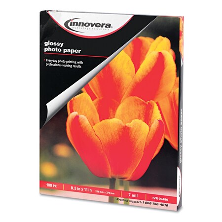 Innovera Glossy Photo Paper, 7 mil, 8.5 x 11, Glossy White, PK100 ...