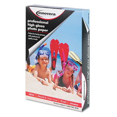 Innovera High-Gloss Photo Paper, 10 mil, 4 x 6, High-Gloss White, PK100 ...