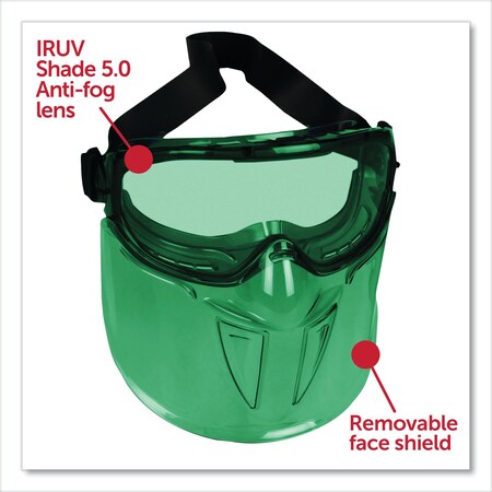 Kleenguard V90 Shield Safety Goggles with Face Shield, Over Glasses ...