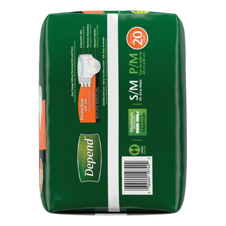 Depend Incontinence Protection with Tabs, Small/Medium, 19 in. to 34 in ...