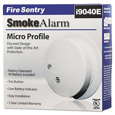 Kidde Battery-Operated Smoke Alarm Unit, 9V, 85db Alarm, 3 7/8" dia 408 ...