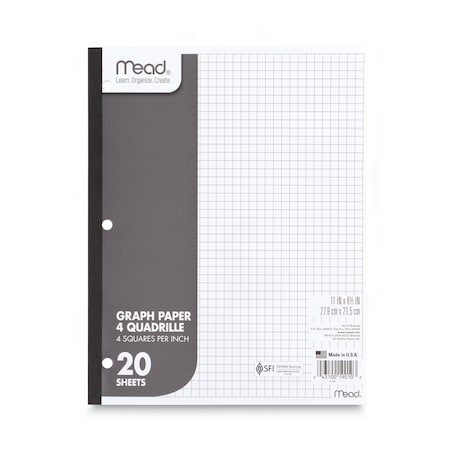 Mead Graph Paper Tablet, 3-Hole, 8.5 x 11, Quadrille: 4 sq/in, 20 ...