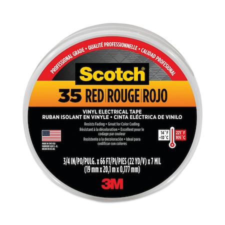 3M Scotch Vinyl Electrical Color Coding Tape, 3" Core, 0.75"x66 ft ...