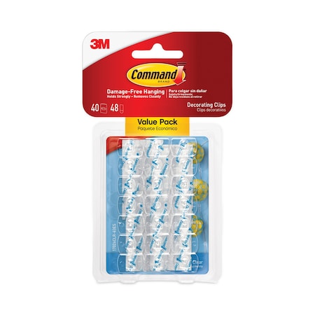 Command Clear Hooks and Strips, Plastic, Decorating Clips, 40 Clips and ...