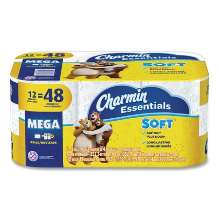 Charmin Plastic Overwrap, 352 Sheets, White, 12 PK 65703 | Zoro