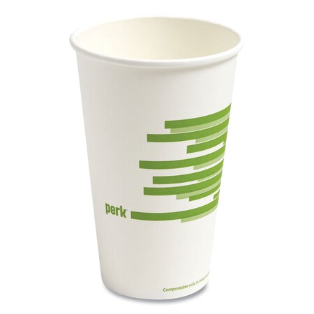 Perk Eco-ID Compostable Paper Hot Cups, 12 oz, White/Green, PK50 ...