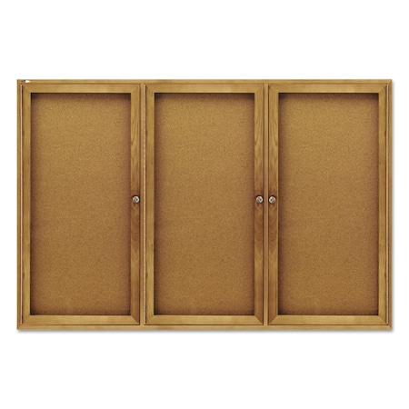 Quartet Enclosed Indoor Cork Bulletin Board w/Three Hinged Doors, 72 x ...