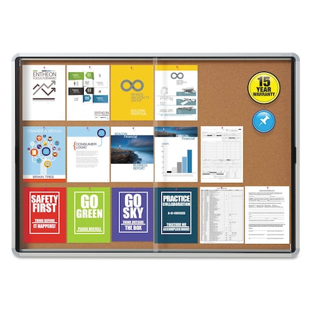 Quartet Enclosed Indoor Cork Bulletin Board w/Sliding Glass Doors, 56 x ...