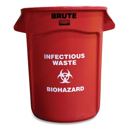 Rubbermaid Commercial 32 gal Round Cylinder Trash Can, Red, Open Top ...