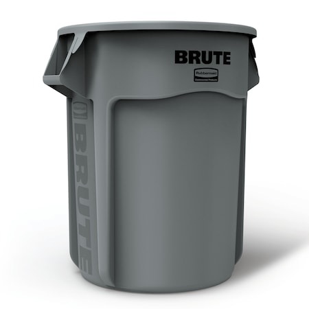 Rubbermaid Commercial Round Brute Container, Plastic, 55 gal, Gray ...