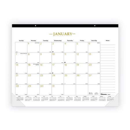 Blueline Gold Collection Monthly Desk Pad Calendar, 22x17, White Sheets ...