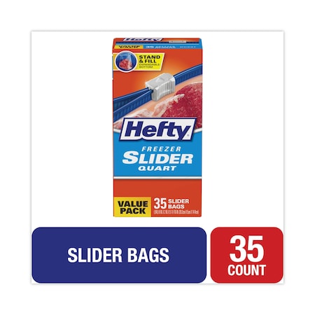 Hefty Slider Stand and Fill Freezer Storage Bags, 32 oz, 7" x 8", Clear ...