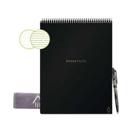 Rocketbook Flip Smart Notepad, Black Cover, Lined/Dot Grid Rule, 8.5 x ...