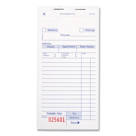 Amercareroyal Guest Check Pad, 14 Lines, Three-Part Carbonless, 3.4 x 6 ...