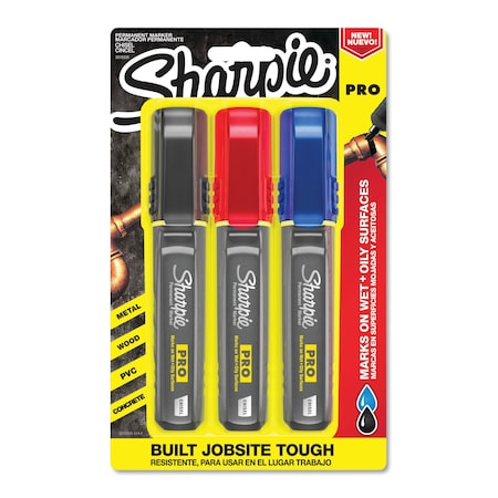 Sharpie Pro Permanent Marker, Broad Chisel Tip, Assorted Colors, PK3 ...