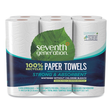 Seventh Generation Perforated Roll Paper Towels, 2 Ply, 140 Sheets, 63 ...