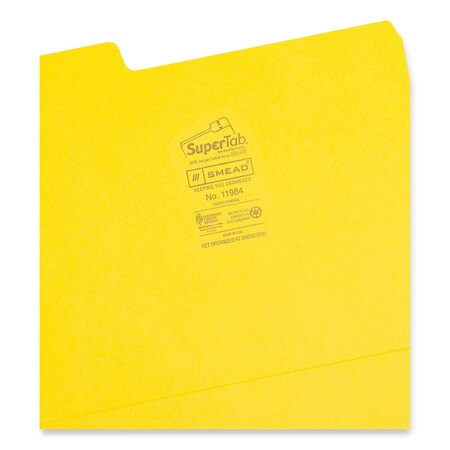Smead Pressboard Folder Big Tab, Yellow, PK100 11984 | Zoro