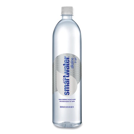 Smartwater Alkaline Vaper-Distilled Ionized Water, 33.8 oz Bottle, PK12 ...