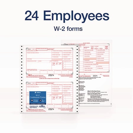 Tops W-2 Tax Forms, 6-Part Carbonless, 5 1/2 x 8 1/2, PK24 2206C | Zoro