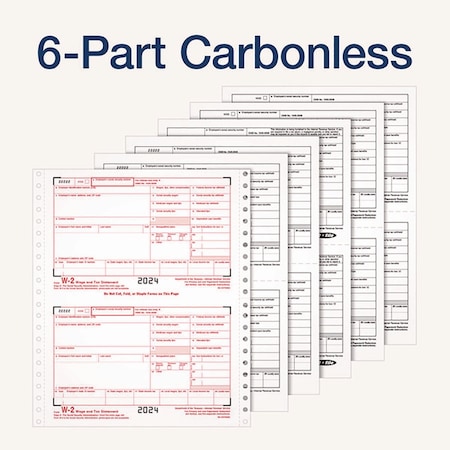Tops W-2 Tax Forms, 6-Part Carbonless, 5 1/2 x 8 1/2, PK24 2206C | Zoro