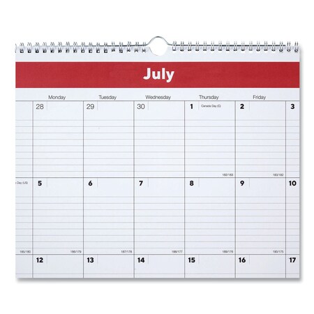Tru Red Wall Calendar, Vertical Orientation, 15x22, White/Red/Black ...