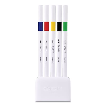 Uni-Ball EMOTT Porous Point Pens, Fine 0.4 mm, Assorted Ink, White ...