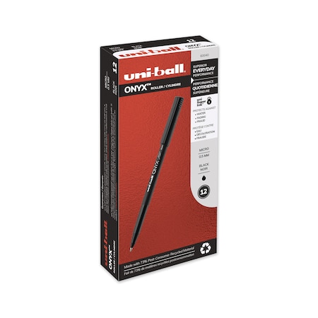 Uni-Ball ONYX Stick Roller Ball Pen, Micro 0.5mm, Blk Ink, Blk Barrel ...