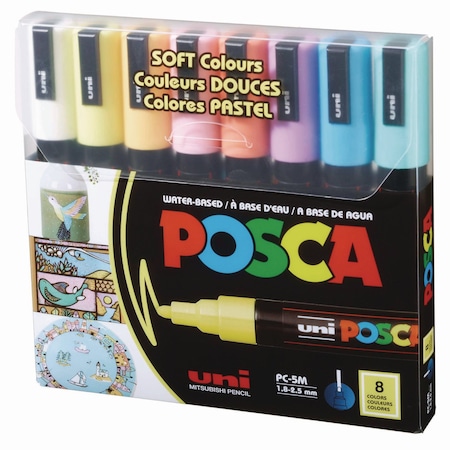 Posca Water-Based Paint Markers, Medium Bullet Tip, 1.8 mm/2.5 mm ...
