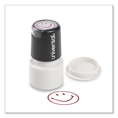 Universal Round Message Stamp, SMILEY FACE, Pre-Inked/Re-Inkable, Red ...