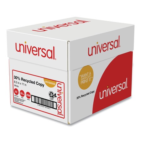 Universal 30% Recycled Copy Paper, 92 Bright, 20 lb, 8.5 x 11, White ...