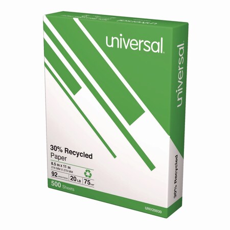 Universal 30% Recycled Copy Paper, 92 Bright, 20lb, 8.5 x 11, White ...