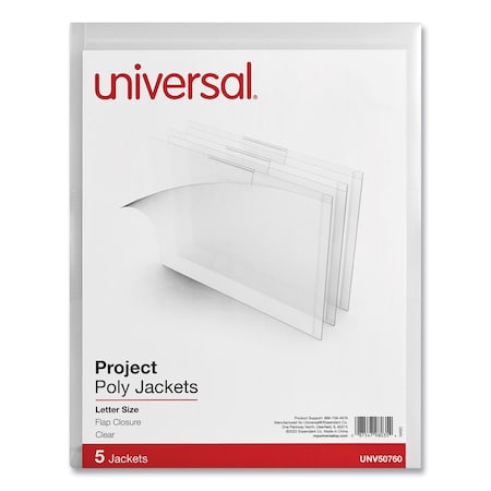 Universal Project Poly Jackets, Letter Size, Clear, 5PK UNV50760 | Zoro