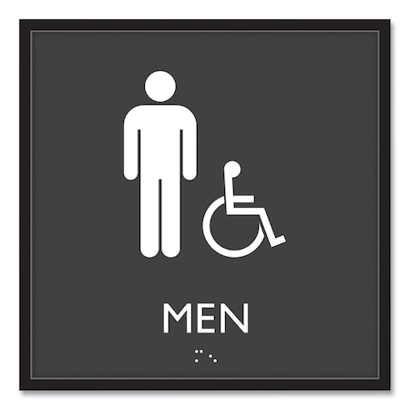 Headline Sign ADA Sign, Men Accessible, Plastic, 8 x 8, Clear/White ...