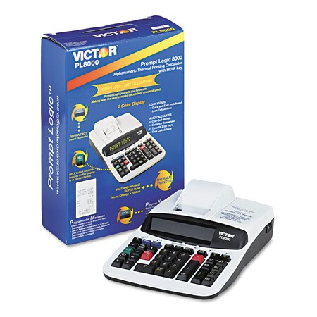 Victor PL8000 1-Color Prompt Logic Printing Calculator, Black Print, 8 ...
