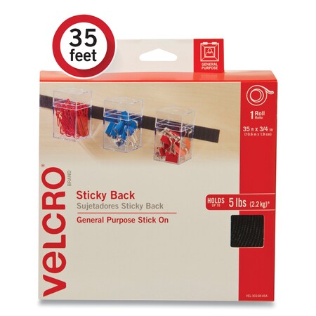 Velcro Brand Reclosable Fastener, Removable Adhesive, 35 ft, 3/4" Wd ...