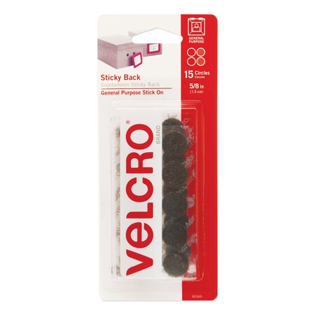 Velcro Brand Reclosable Fastener, Disc, 0.63 in, Black, 15 PK 90069 | Zoro