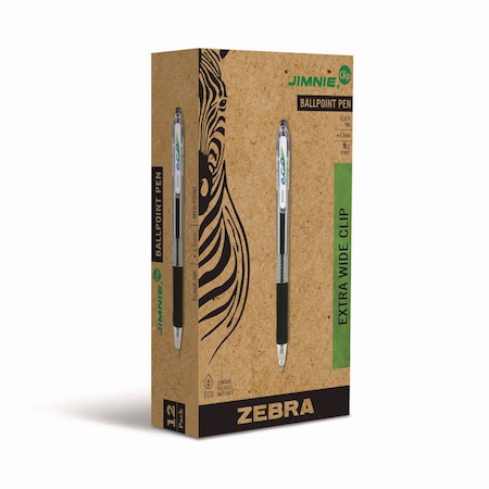 Zebra Pen ECO Jimnie Clip Ballpoint Pen, Retractable, Medium 1 mm ...