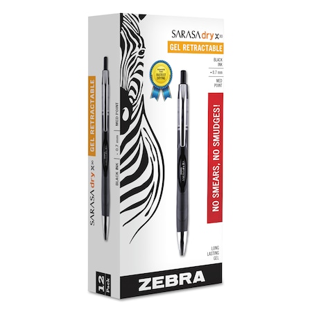 Zebra Pen Sarasa Dry Gel X30 Retractable Gel Pen, Medium 0.7mm, Black ...