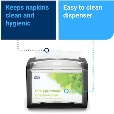 Tork Xpressnap Tabletop Napkin Dispenser, 7.9W x 5.9D x 6.1H, Black ...
