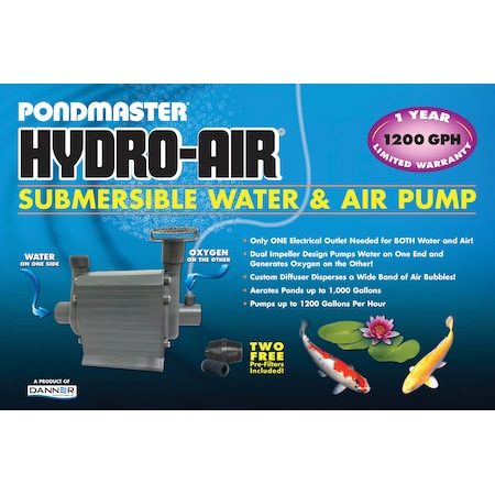 Pondmaster Hydro-Air pump moves water&air. For ponds up to 1000 gal 18 ...