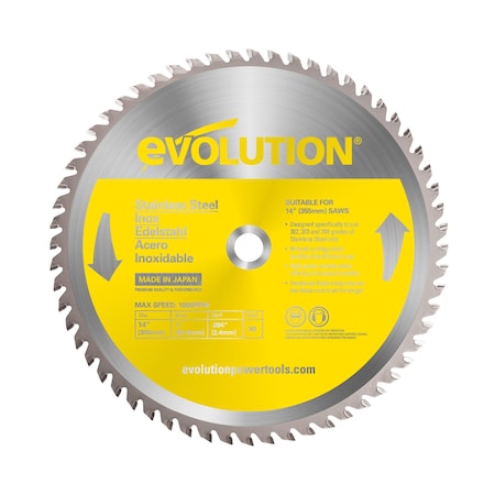 Evolution 14" Stainless Steel Cutting Blade, 1" Arbor 14BLADESSN | Zoro
