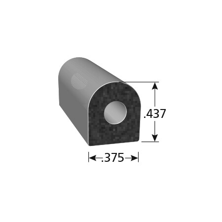 Exonic Polymers D-shaped EPDM Sponge Rubber Seal, .375"H & .438"W, 25 ...